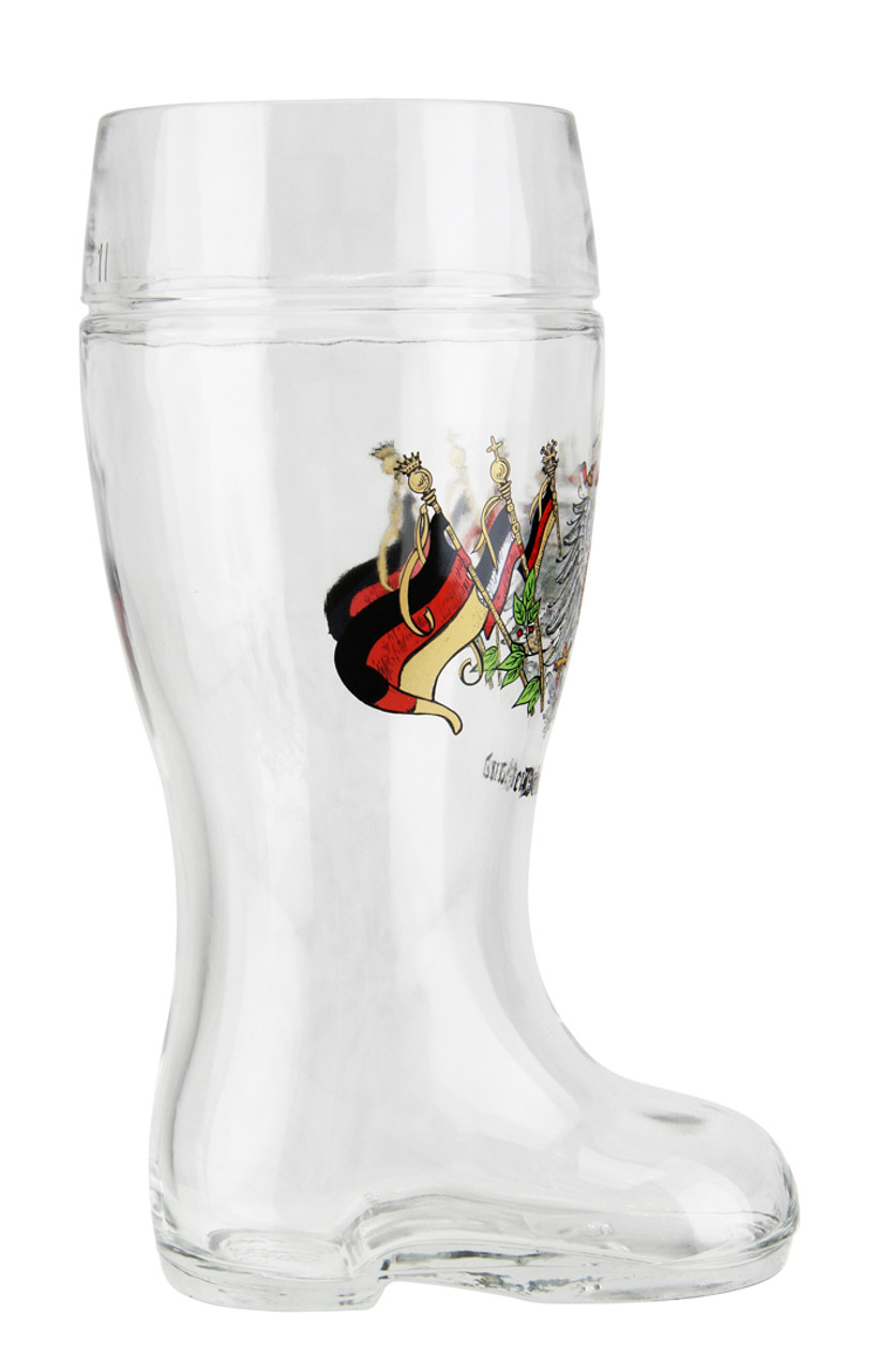 Custom Engraved Deutschland Eagle And Flags Glass Beer Boot 1 Liter