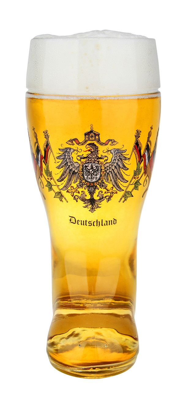 Custom Engraved Deutschland Eagle And Flags Glass Beer Boot 1 Liter