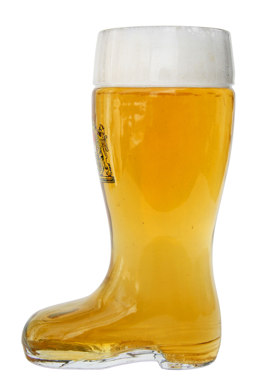 Custom Engraved Bayer Crest Glass Beer Boot 05 Liter