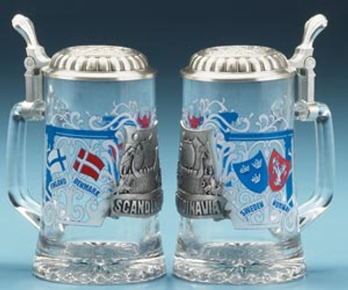 Glass Beer Steins German Stein Glasses With Pewter Lids Imported
