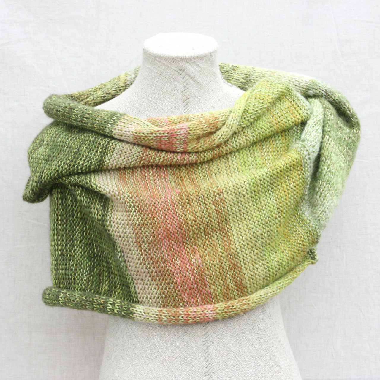 SOLD - Rhubarb Flower Shawl Wrap - Wrapture by Inese