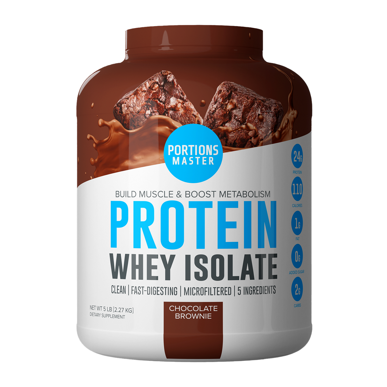 Portions Master 100% Whey Protein Isolate Powder | All-Natural, Hormone ...