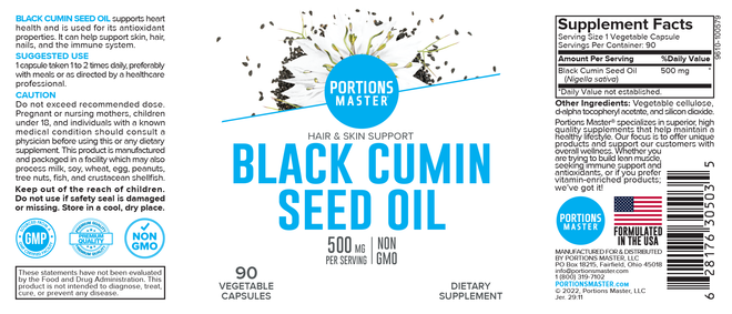 Portions Master Black Cumin Seed Oil | Antioxidant and Anti ...