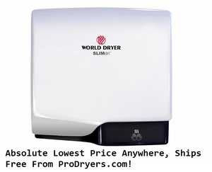 World Dryer L-974 SLIMdri Hand Dryer (White Aluminum)