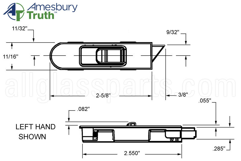 Tilt Latch White 2-5/8'' Length | All Glass Parts