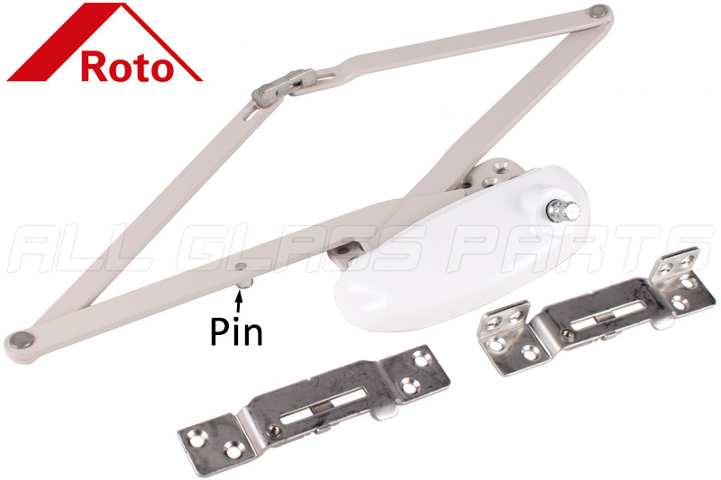 Awning Window Operator White w Pin and Tracks