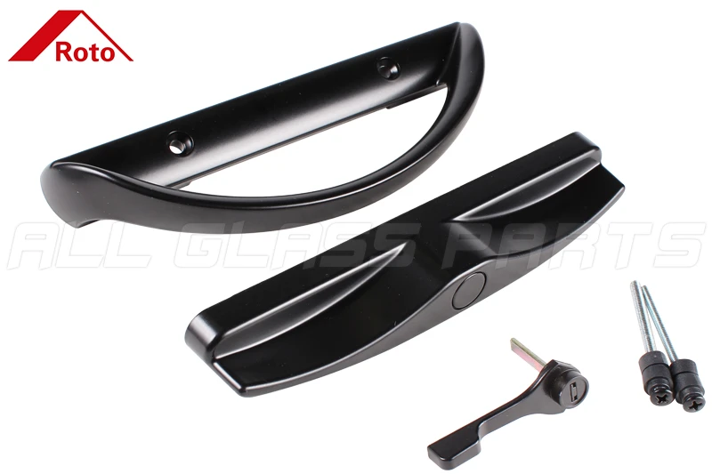Patio Door Handle Set Roto Black | All Glass Parts