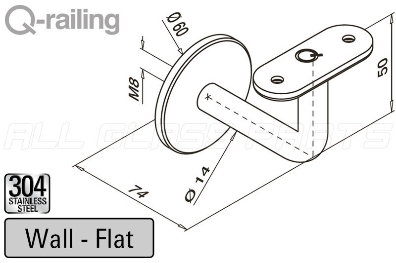 Bracket For Square Profile Handrail Matte Black
