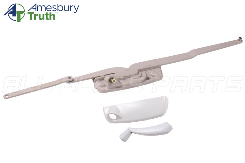 Dual Arm Casement Window Operator with Handle Right White