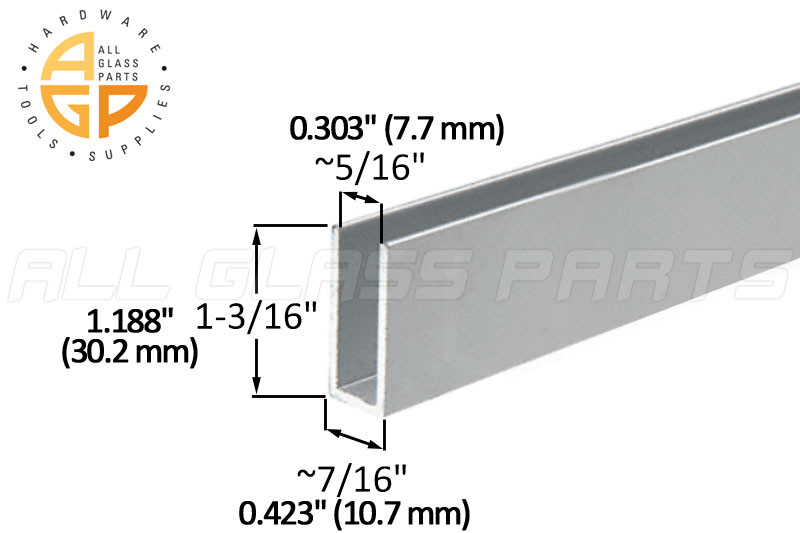 High Profile U Channel for 6mm Glass Anodized