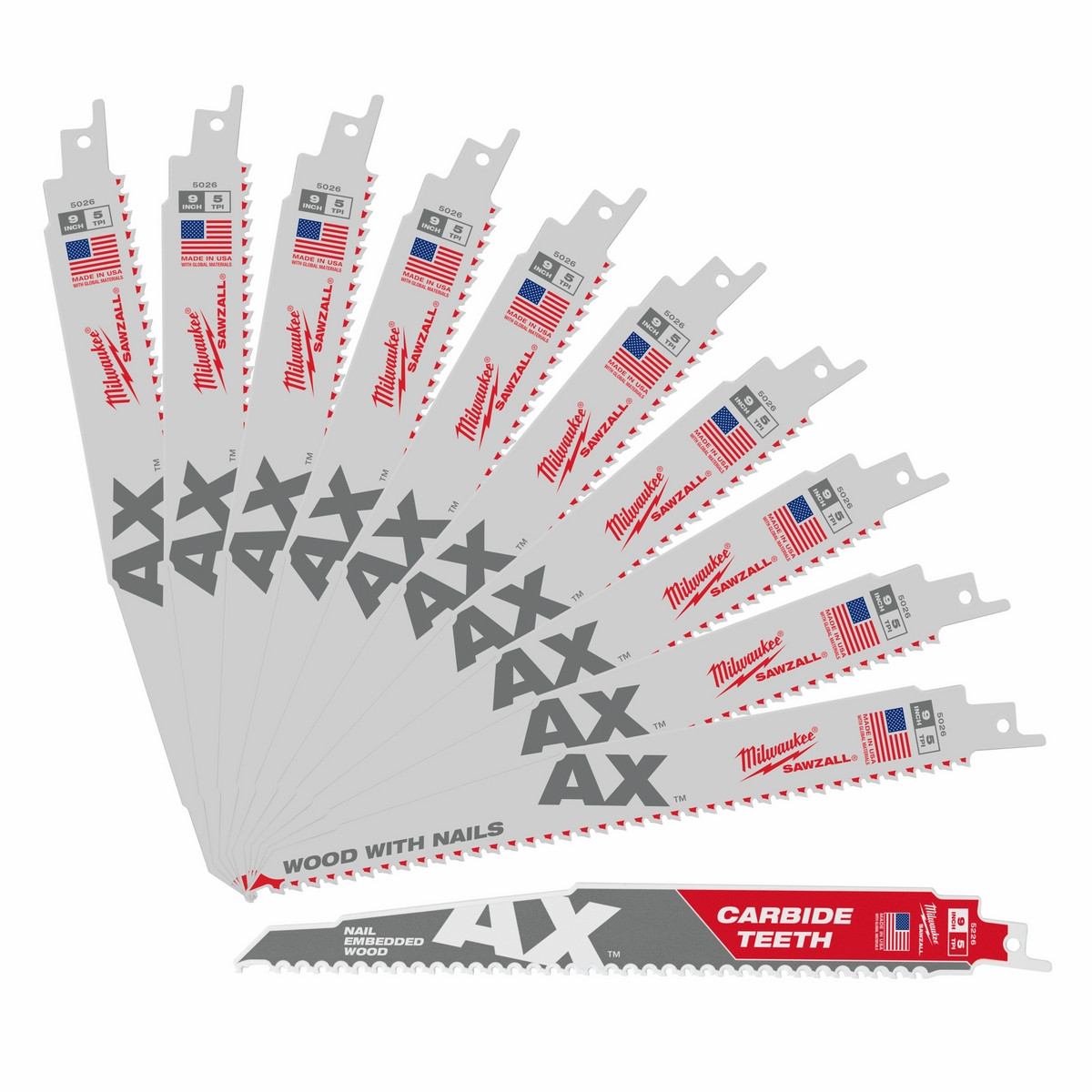 Milwaukee 48001026 - SAWZALL THE AX 230mm 9" 5TPI Recipro Blade - 10 ...