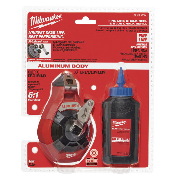 Milwaukee 48223992 - 30m Fine Line Chalk Reel Kit with Blue Chalk ...