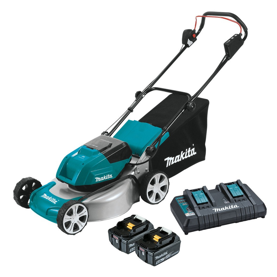 Makita DLM464PT2 - 36V (18Vx2) Brushless 460mm (18") Steel Deck Lawn ...
