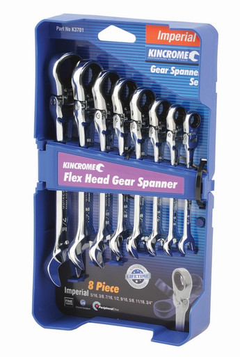 Kincrome K3701 - Combination Flex Head Gear Spanner Set - Toolmart