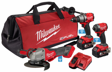 Milwaukee M18ONEPP3A3502B - 18V Brushless 3 Piece Drill/Driver/Grinder ...