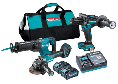 Makita DK0133G302 - 40V Max Brushless 3 Piece Drill/Grinder/Recipro ...
