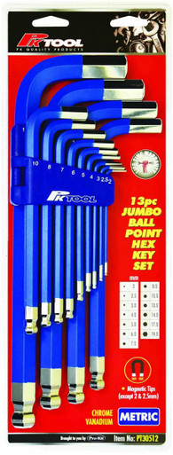 PKTool PT30512 - Jumbo Hex Key Set 13 Piece - Metric Extra Long Ball ...