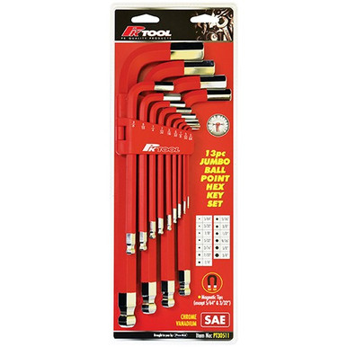 PKTool PT30511 - Jumbo Hex Key Set 13 Piece Sae Extra Long Ball End ...