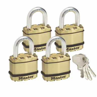MasterLock M1BQAU - Padlock 45mm Excell Laminated 4 Pack Brass Cover ...