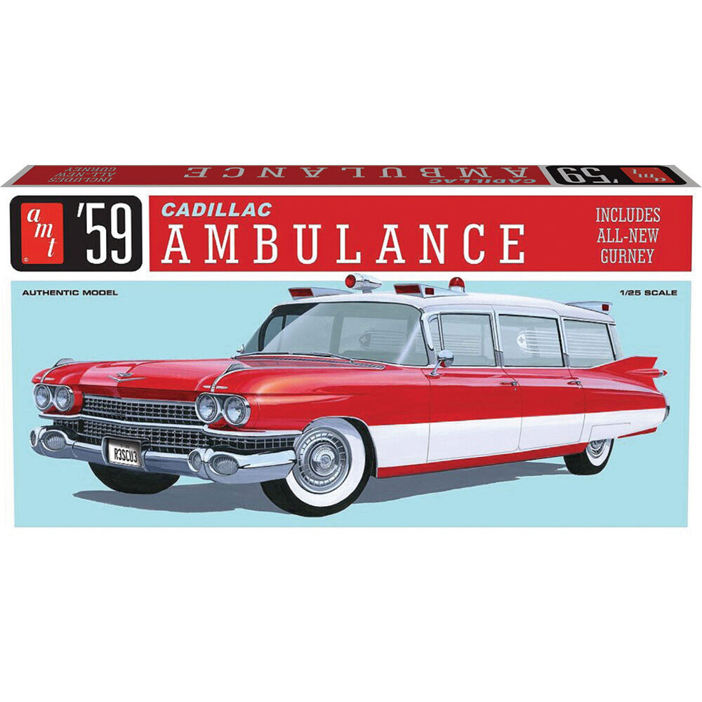 1959 Cadillac Ambulance w/Gurney 1/25 Kit AMT Models (AMT1395 ...
