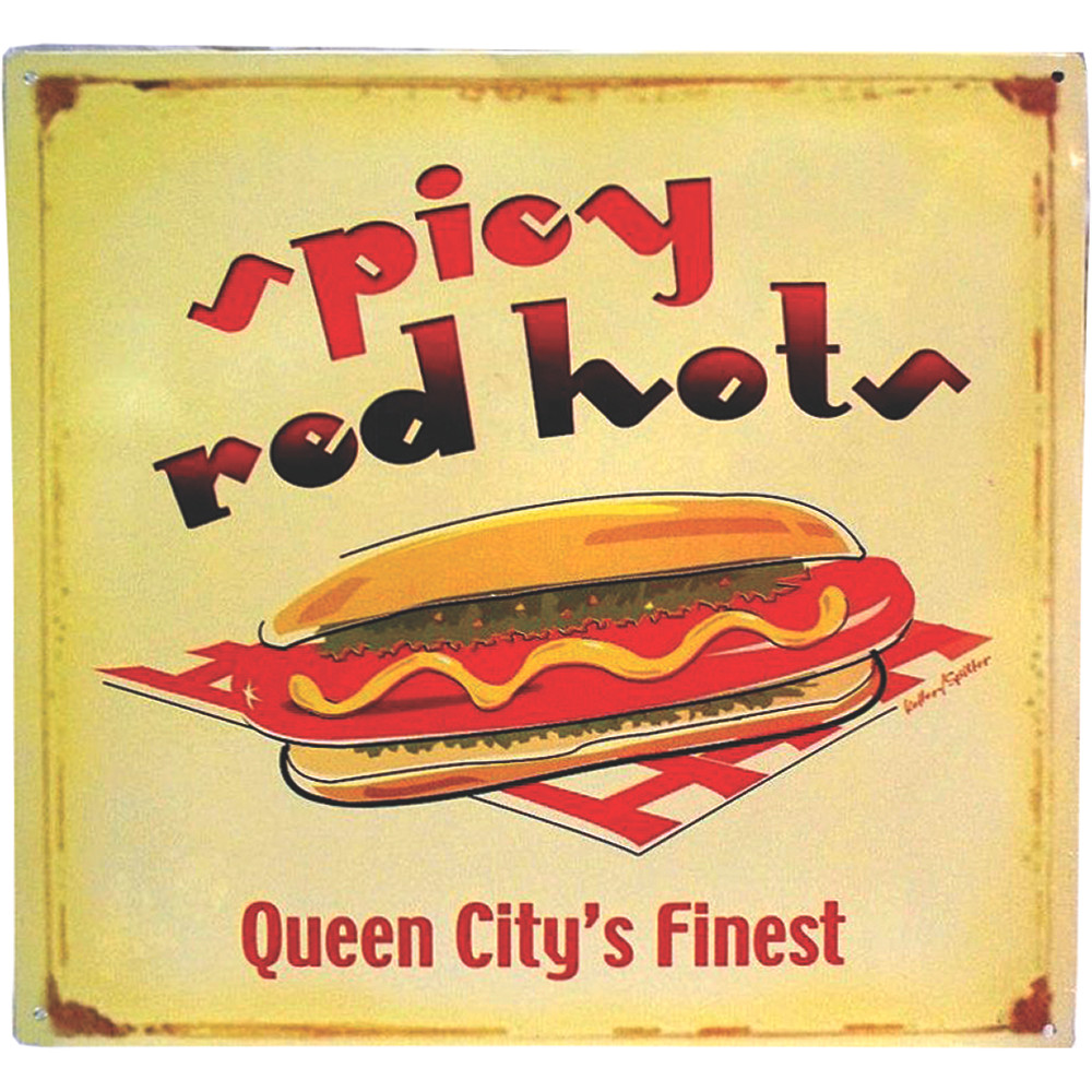 Spicy Red Hot Metal Sign | Historic Aviation Collectibles