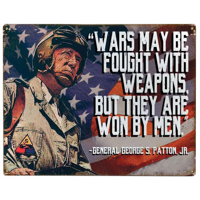 Patton "Wars Won by Men" Metal Sign | Historic Aviation Collectibles