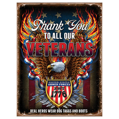 Thank You Veterans Metal Sign RVG5049M | Historic Aviation Collectibles