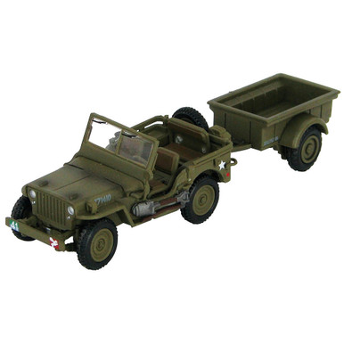 Willys Jeep with Trail 1/72 Die Cast Model | Historic Aviation Collectibles