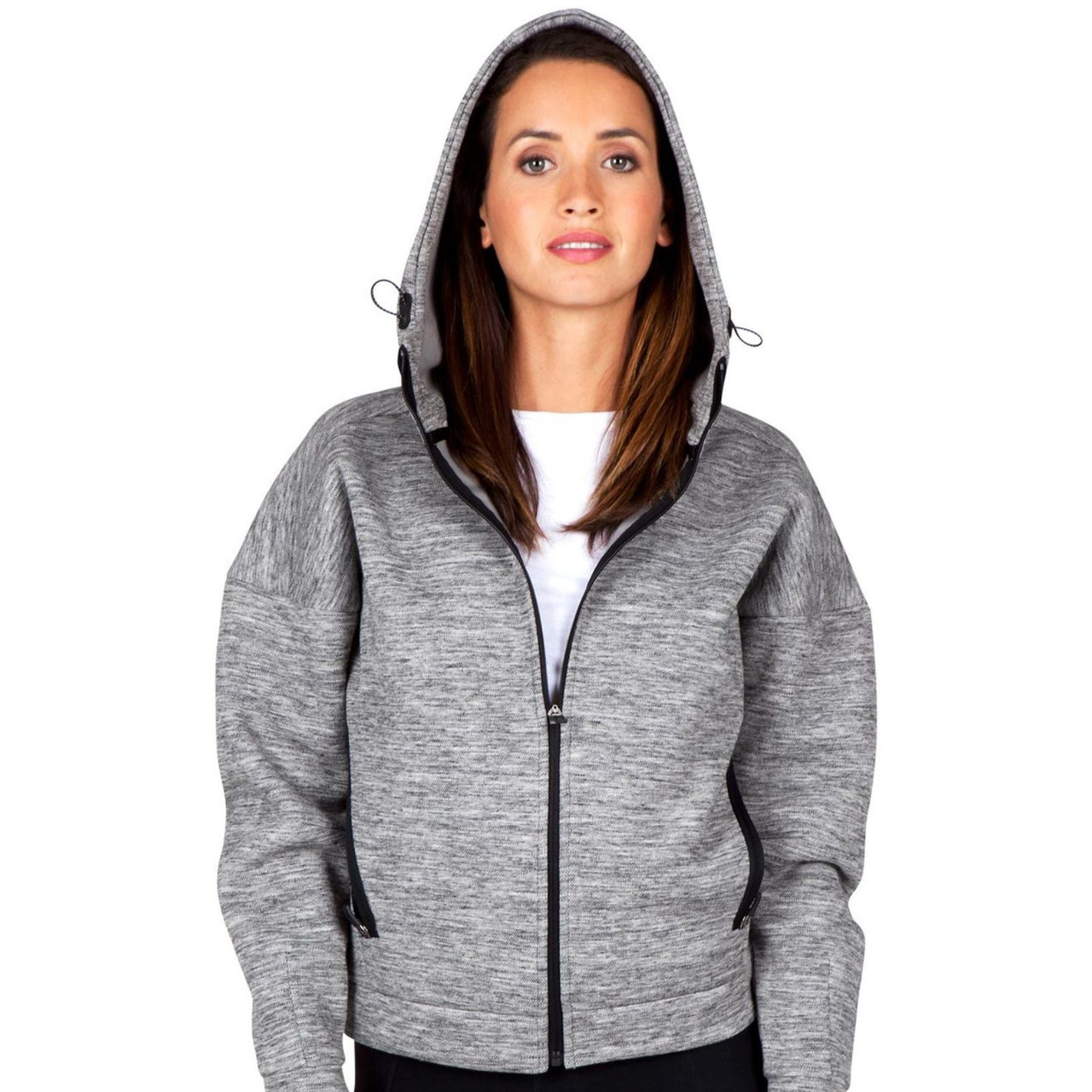 Ladies High Funnel Neck Hoodie Jacket | plain wholesale jackets online
