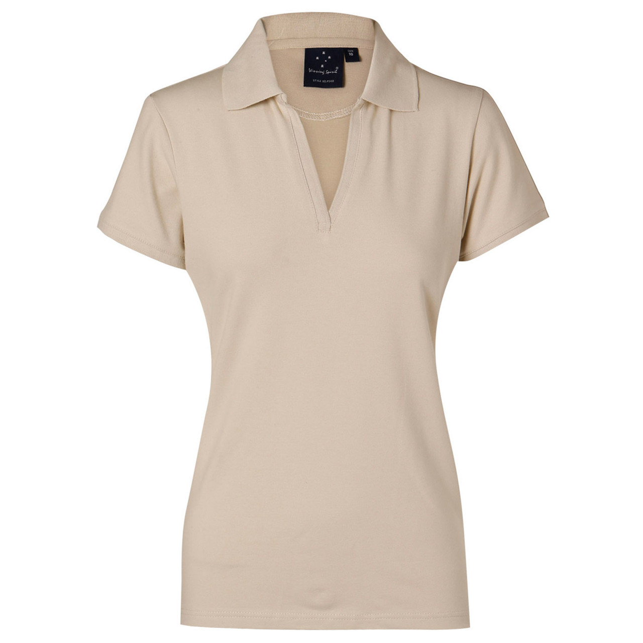 Ladies Buttonless Short Sleeve Cotton Polo Shirts Online | Plus Size ...