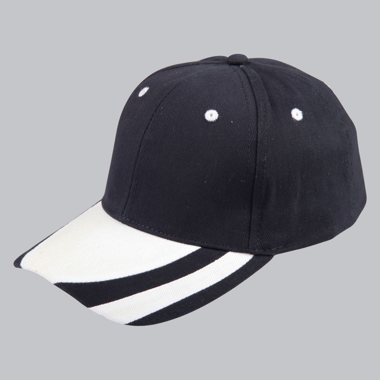 Cotton Contrast Peak and Eyelets Structured Cap | Shop Plain Hats Online