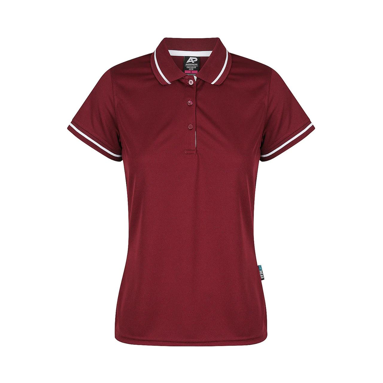 Womens Contrast Mesh Knit Poly Polo Shirt