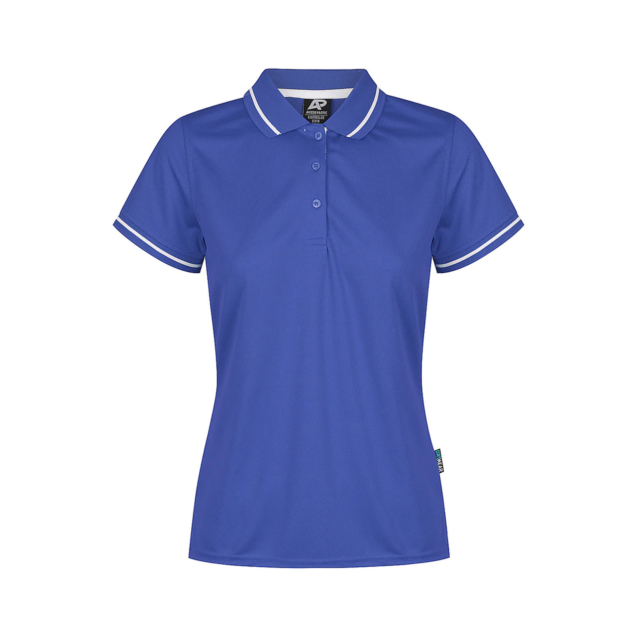 Womens Contrast Mesh Knit Poly Polo Shirt