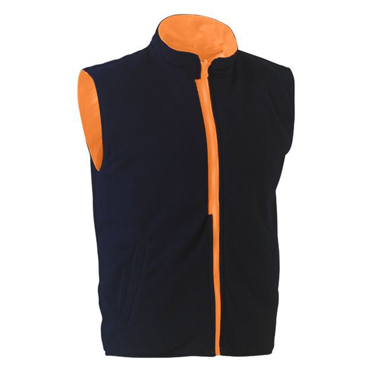 Bisley Taped Hi Vis Rail Wet Weather Work Safety Vest with Fleece Lining