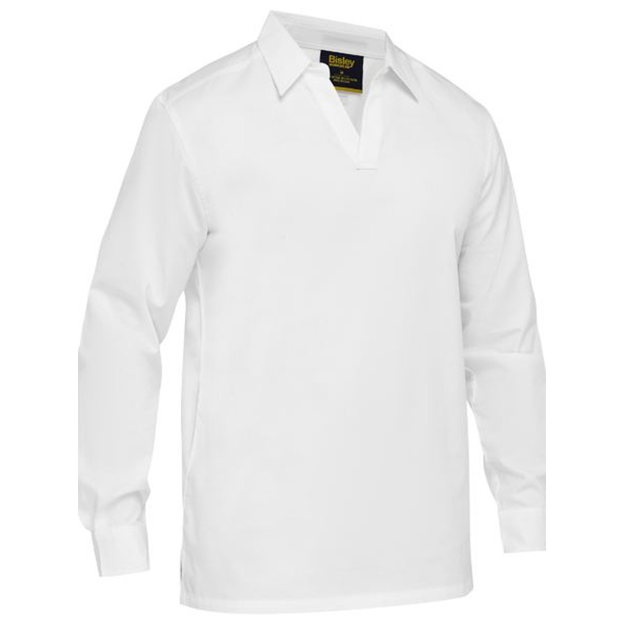 Industrial V-Neck Long Sleeve White Shirt | Shop Bisley Premium Work ...