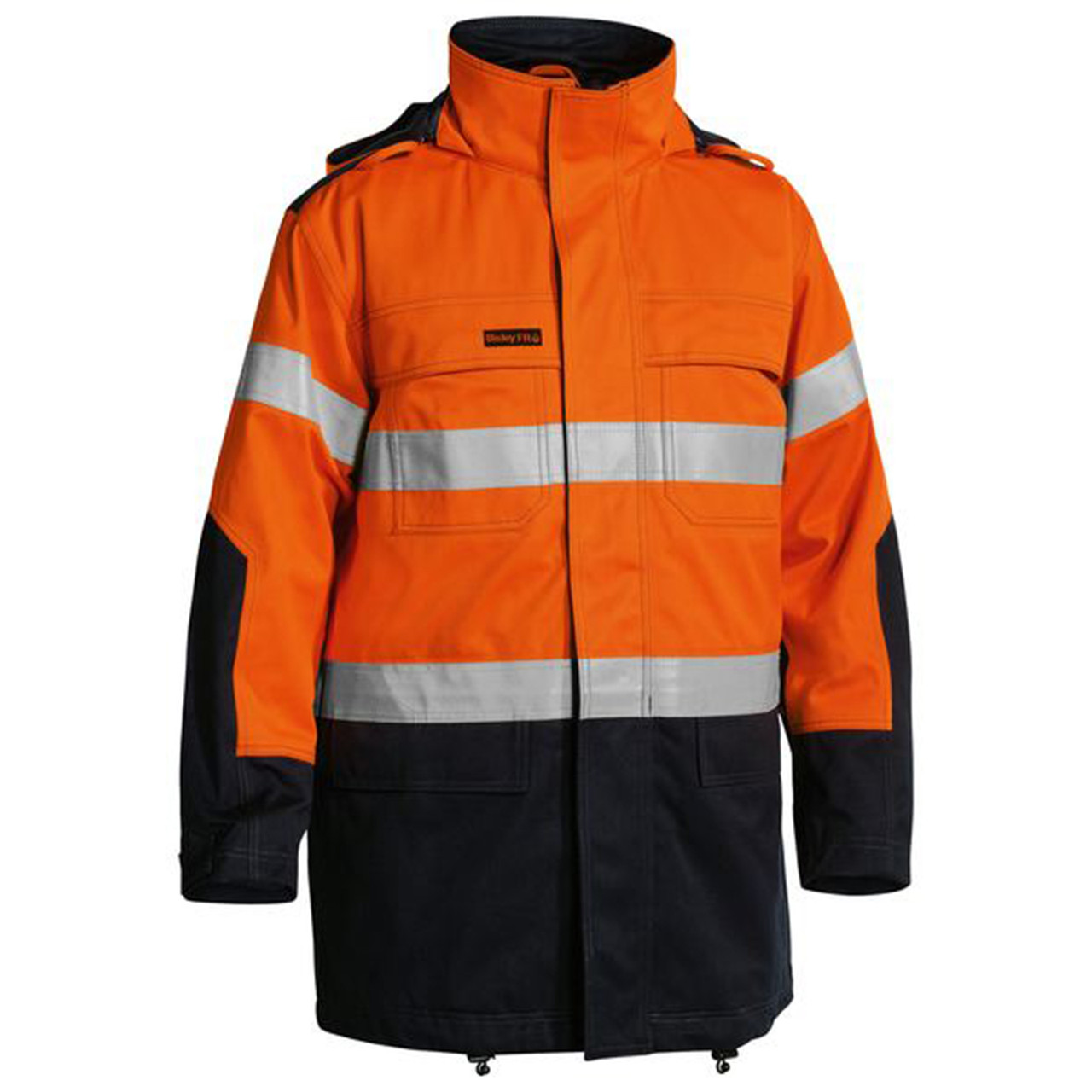 Bisley Mens Taped Two Tone Work Safety Hi Vis Fire Resistant Jacket