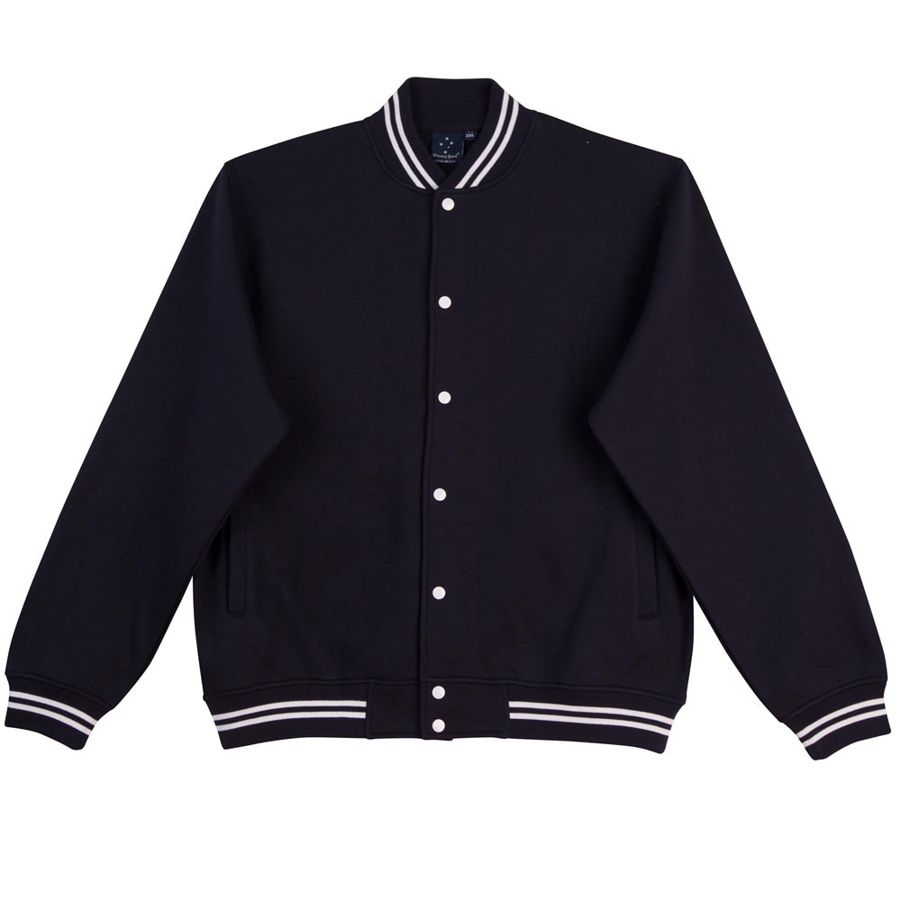 Unisex Varsity Jacket Black White Trim | Blank Clothing