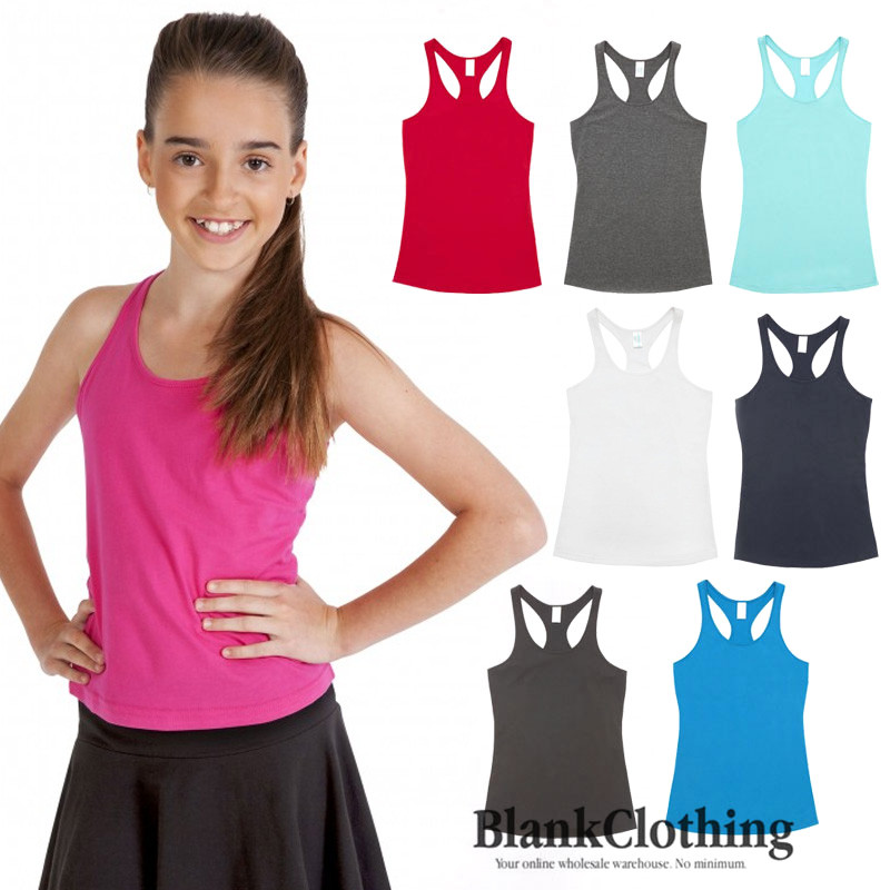 Plain Kids T-back Singlet 100% Cotton | Blank Clothing Australia
