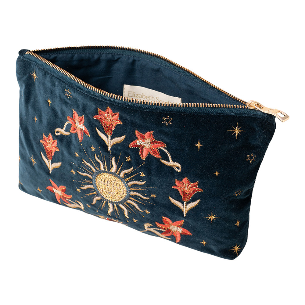 Elizabeth Scarlett Winter Goddess Ink Blue Velvet Wash Bag | Bath ...