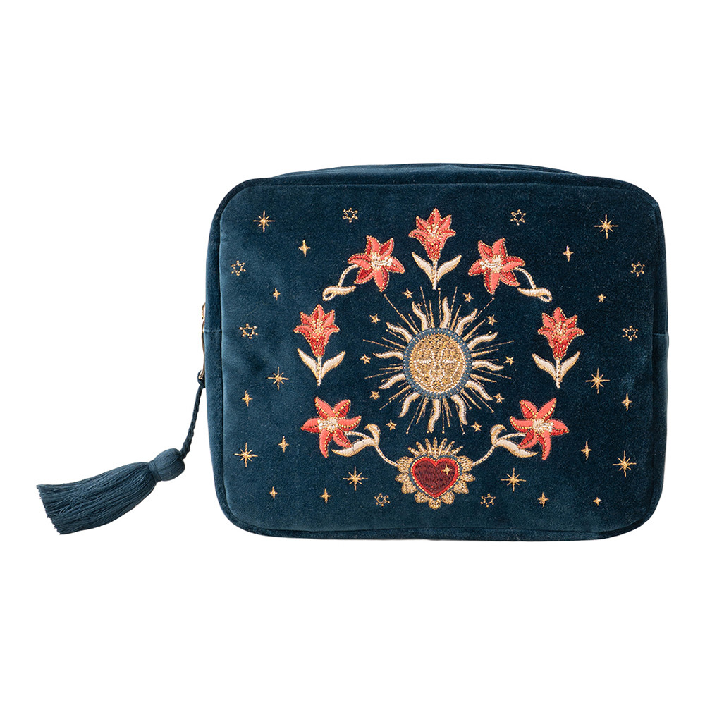 Elizabeth Scarlett Winter Goddess Ink Blue Velvet Wash Bag | Bath ...