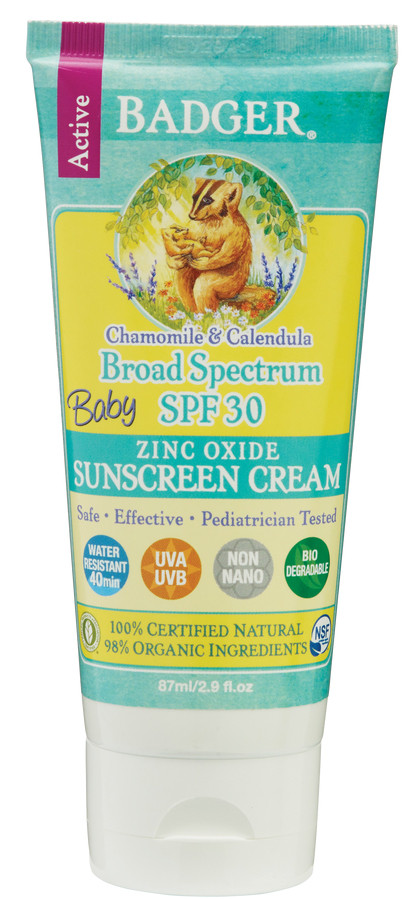 Badger Balm Baby Chamomile & Calendula Sunscreen Cream SPF30 | Bath ...