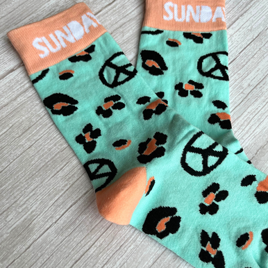 Sunday & Socks Peace Leopard Mint | Bath & Unwind | Official Stockist