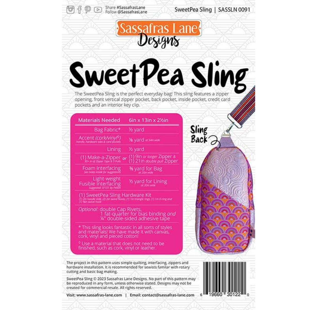 The SweetPea Sling Bag by Sassafras Lane Designs