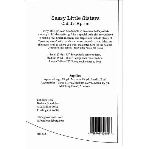 Sassy Little Sisters Children’s Apron Pattern by Barbara Brandeburg ...