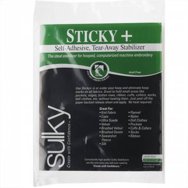 Sulky Sticky Plus Self-Adhesive Tear-Away Stabilizer in White 22 1/2" x ...
