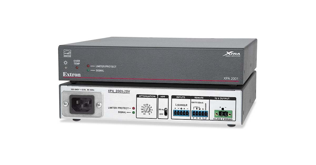Extron XPA 2001-70V Mono Power Amplifier – 200 Watts for 70V ...