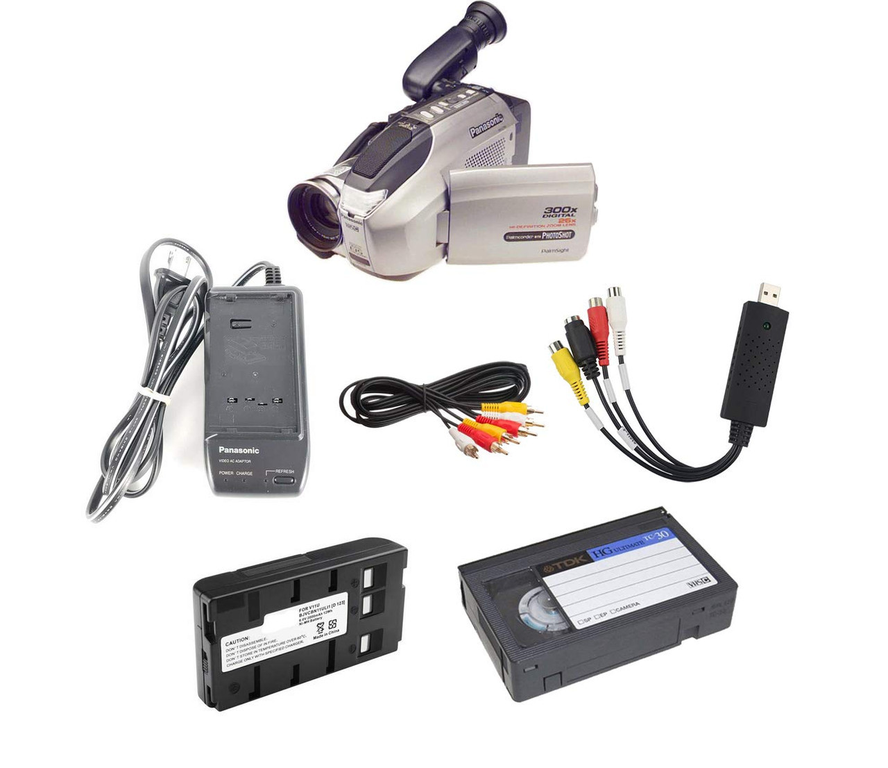 Panasonic VHS-C Camcorder w/USB Adapter for Tape Transfer to Digital
