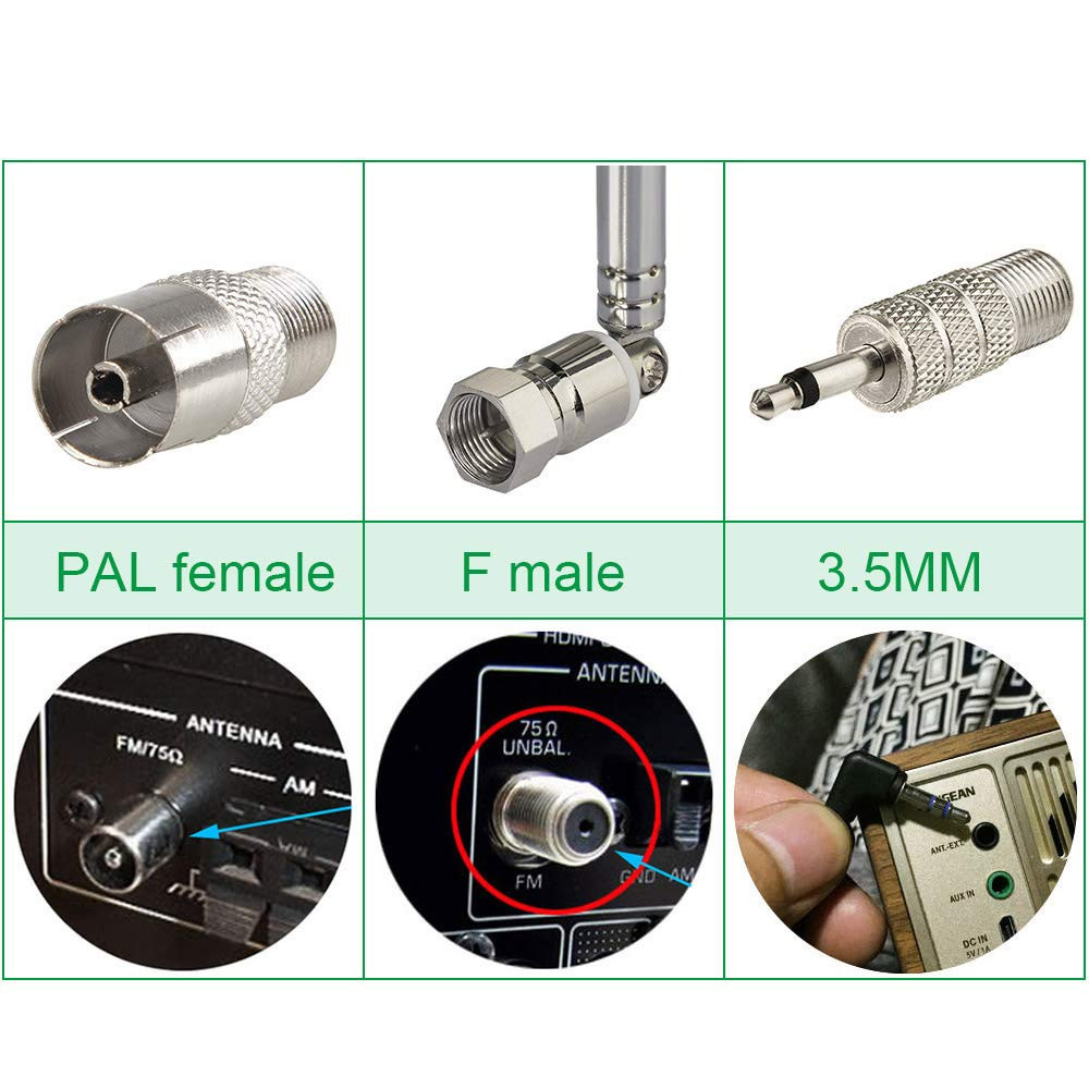 Superbat FM Telescopic Antenna Kit 75 Unbal F Type Connector DAB Radio ...
