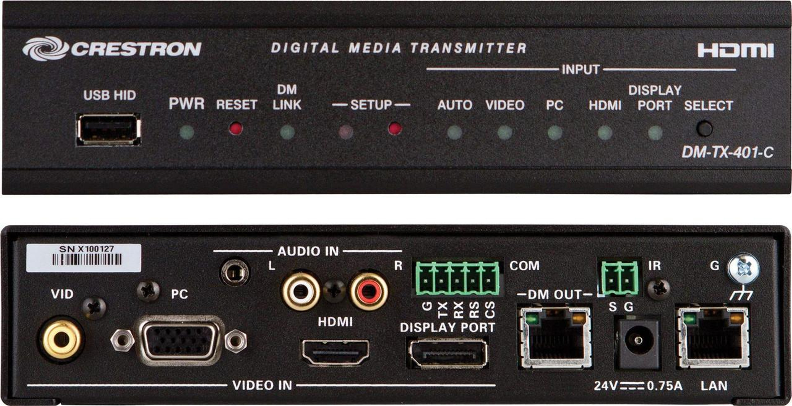 Crestron DM-TX-201-C DigitalMedia Transmitter – HDMI & VGA to HDBaseT Transmitter over CAT5e/6