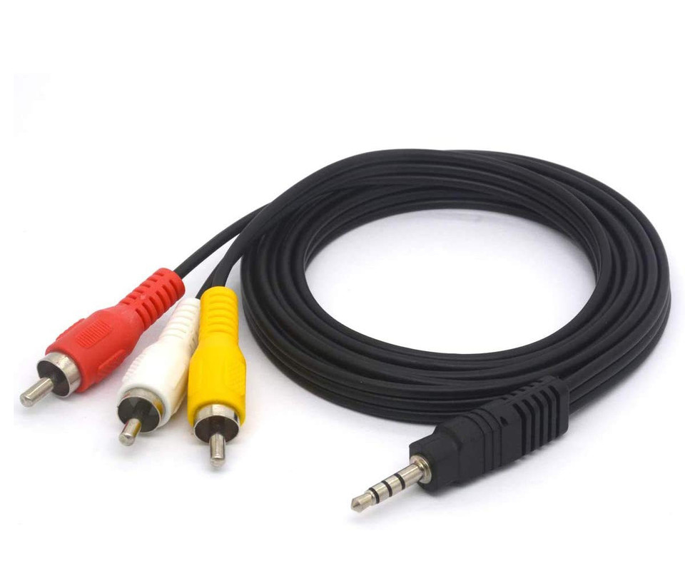 3.5mm to RCA Camcorder AV Cable – 3-RCA to 3.5mm 1/8" Audio Video ...